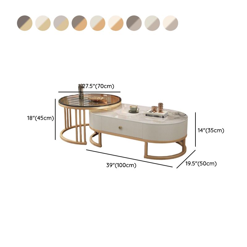 Elliptical Double Nesting Waterproof Side Table with Frame Base for ...