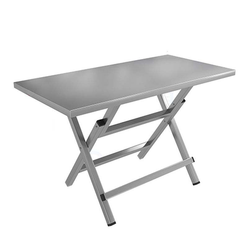 Foldable Retro Square Edge Table in Metallic with Stainless Alloy Cover ...