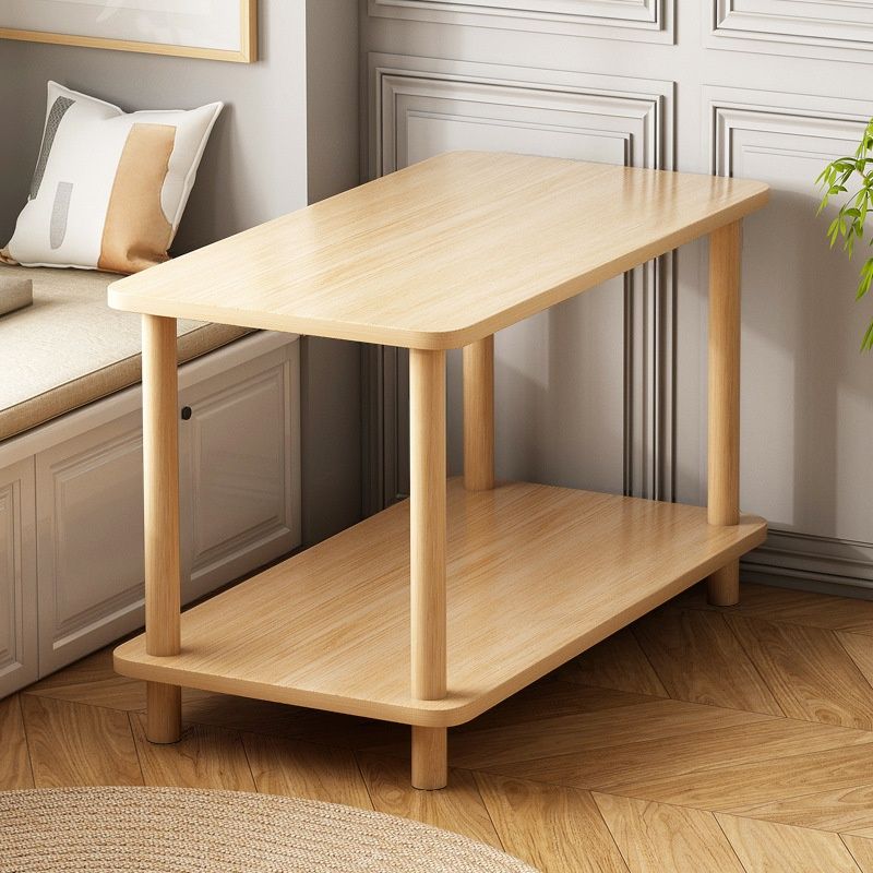 Natural Color Chairside Table - Square Shape with 4 Legs, Wooden Top ...