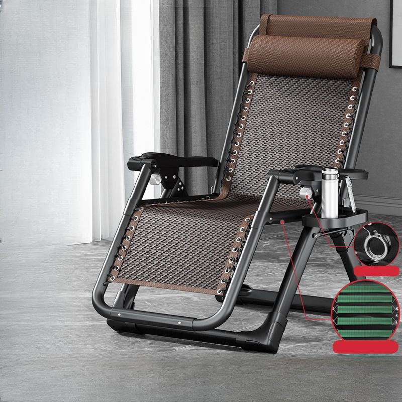 Trendy Alloy Frame Solid Color Cocoa Accent Recliner with Cupholder ...