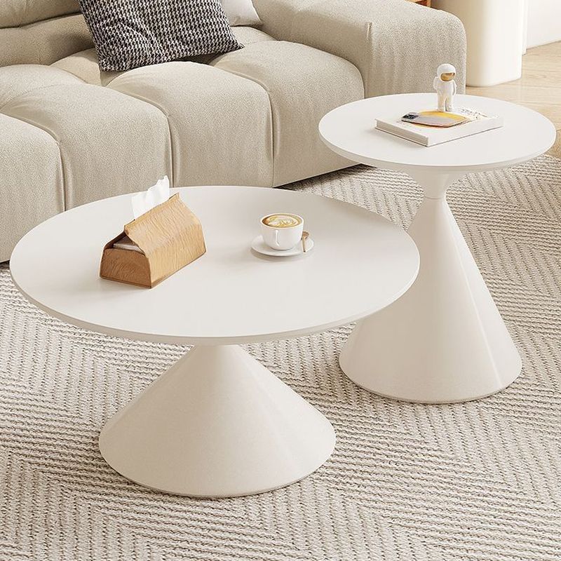 Double Nesting Laminate Circular-shaped Board Game Coffee Table, White ...