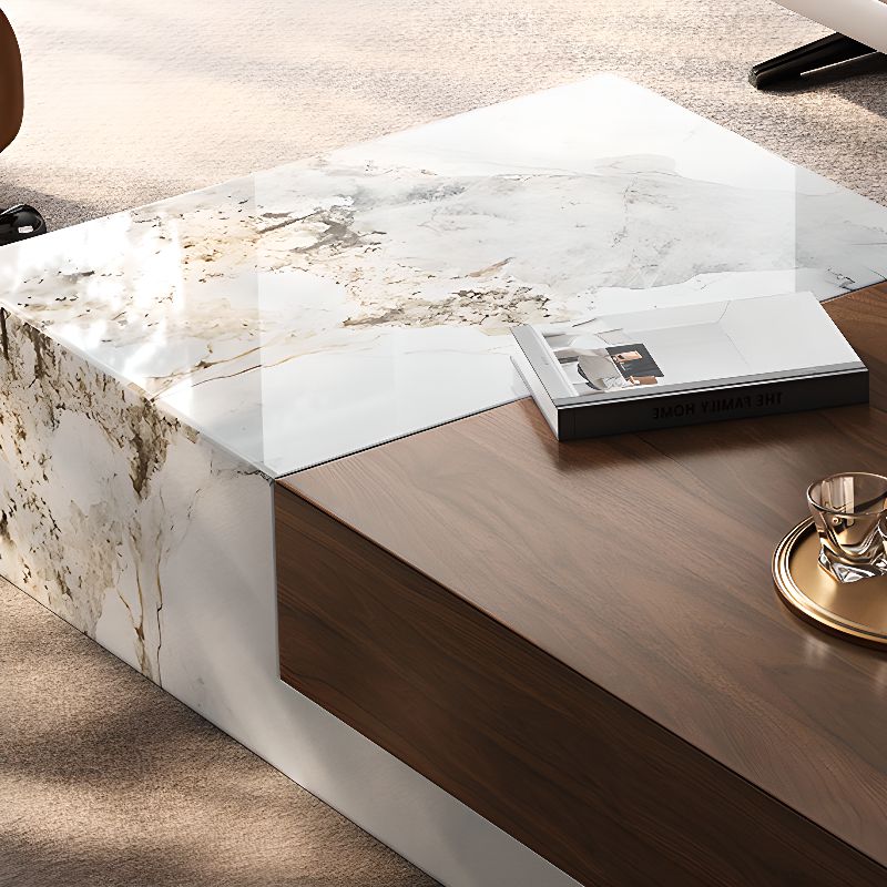 Casual Sintered Stone Accent Table in White/Auburn/Ink, Parallelogram ...