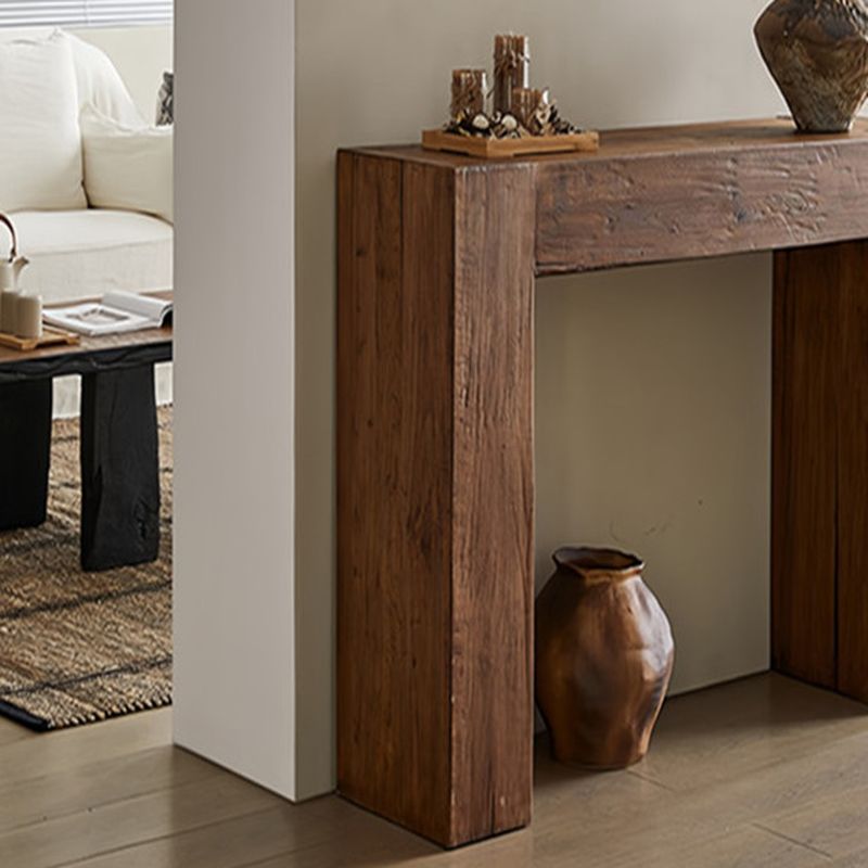 Modern Simple Style Console Unit with Natural Wood Top, Twin Pedestal ...