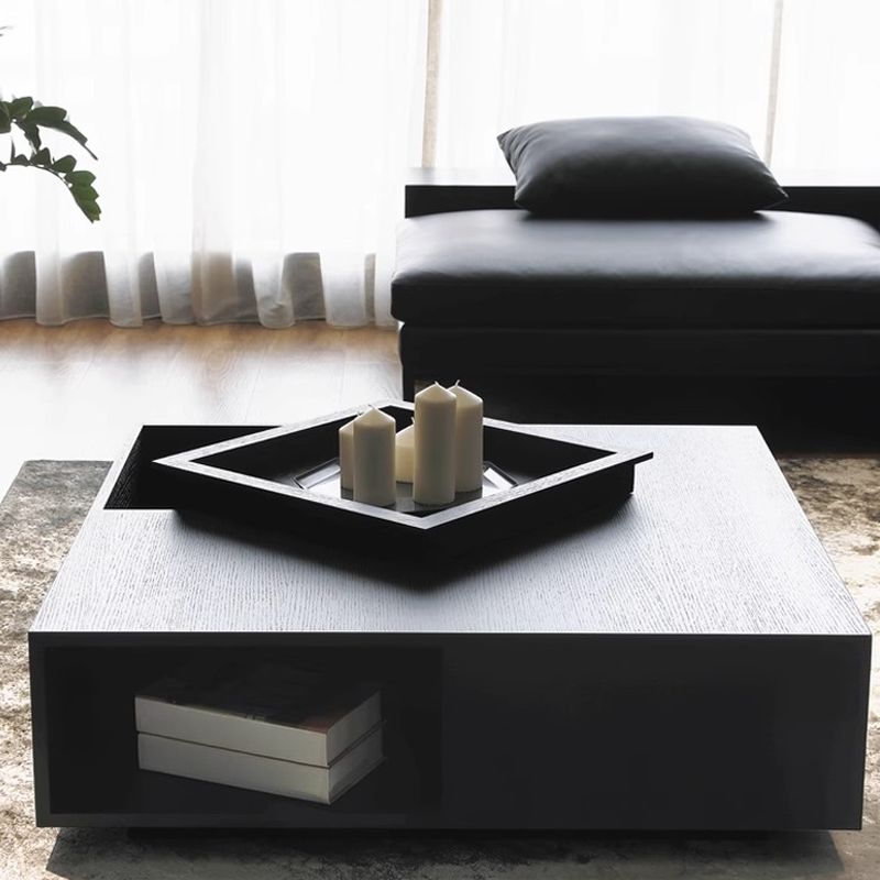 Accent Table with Wood Top and Locker Storage, Square Shape with 1 ...