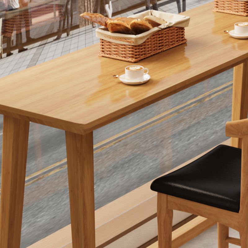 Simplistic Pub Table with Pine Wood Top and Trestle Base in Natural ...