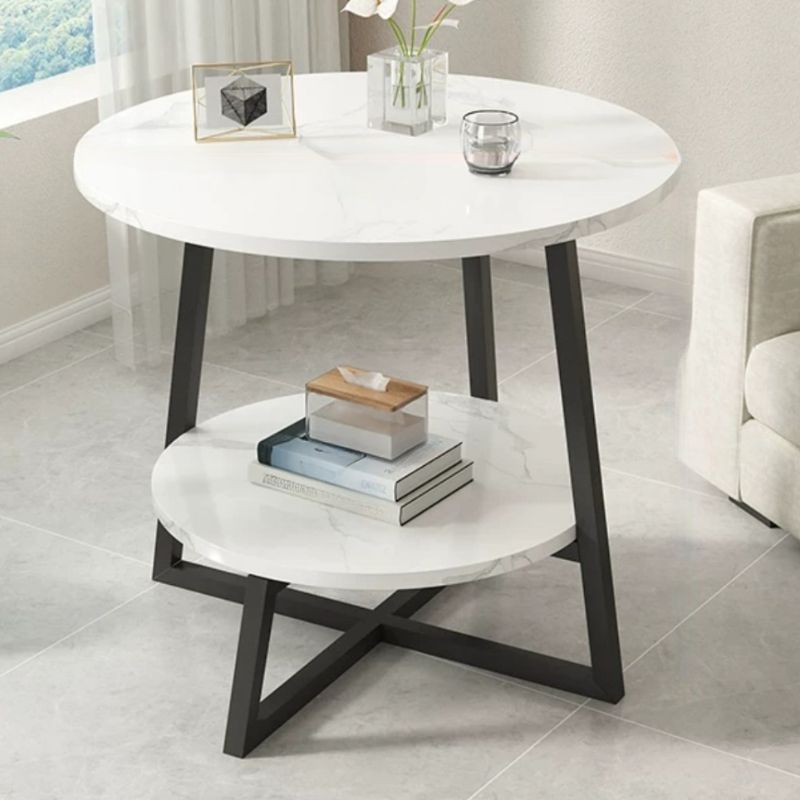 Contemporary Chairside Table Only with Engineered Wood Top and Cross ...