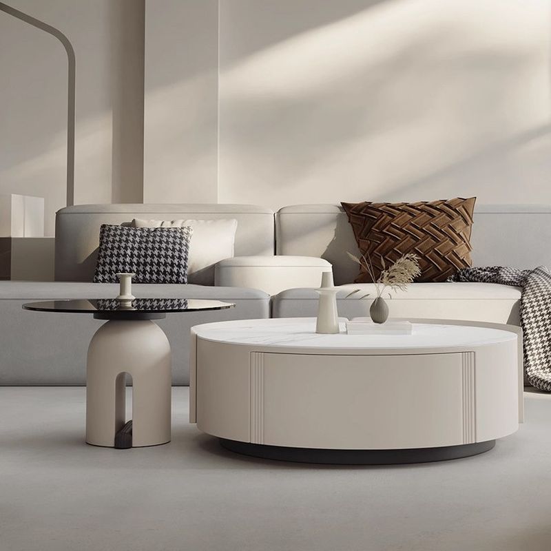 Funky Dubbel Nesting Bordspel Salontafel met Rock Drum Basis in Krijt ...