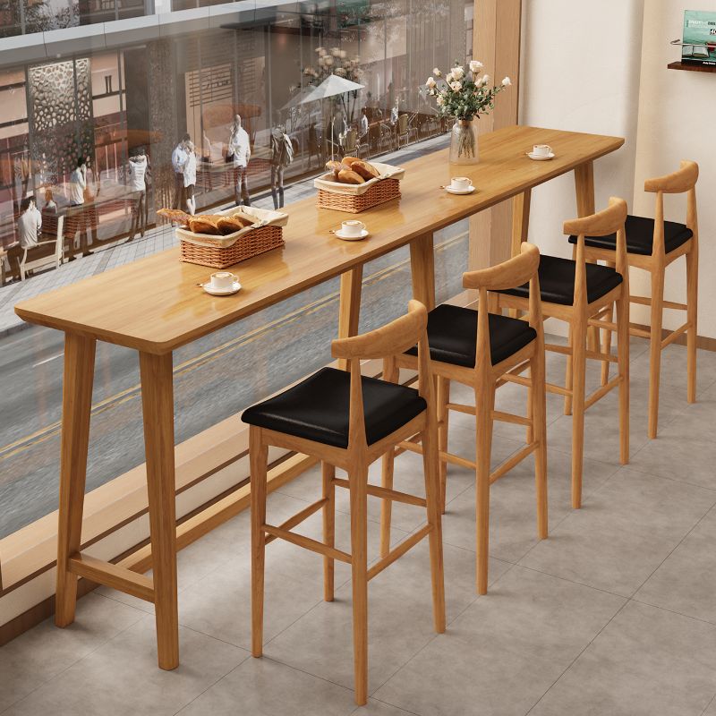 Simplistic Pub Table with Pine Wood Top and Trestle Base in Natural ...