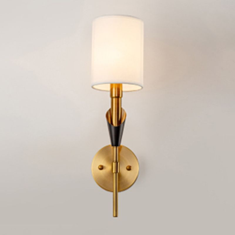 1/2 Light Brass Wall Light Geometric Glass/Fabric Shade Wall Sconce ...