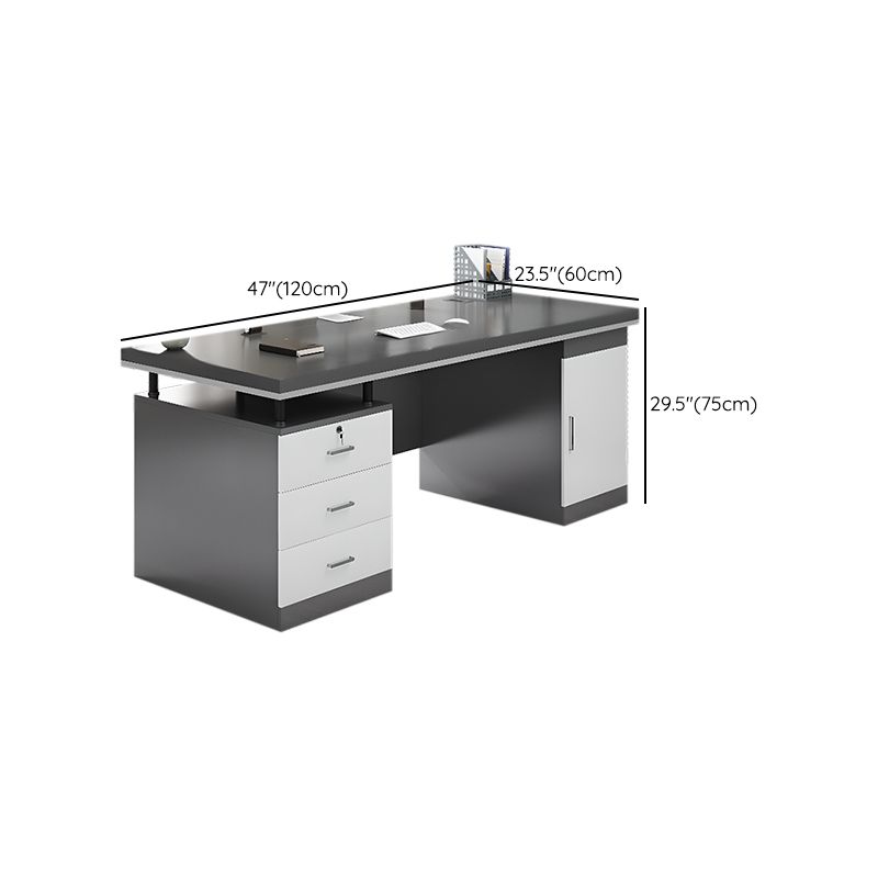 Secure Drawer Office Computer Desk with CPU Stand and Built-In Cable ...