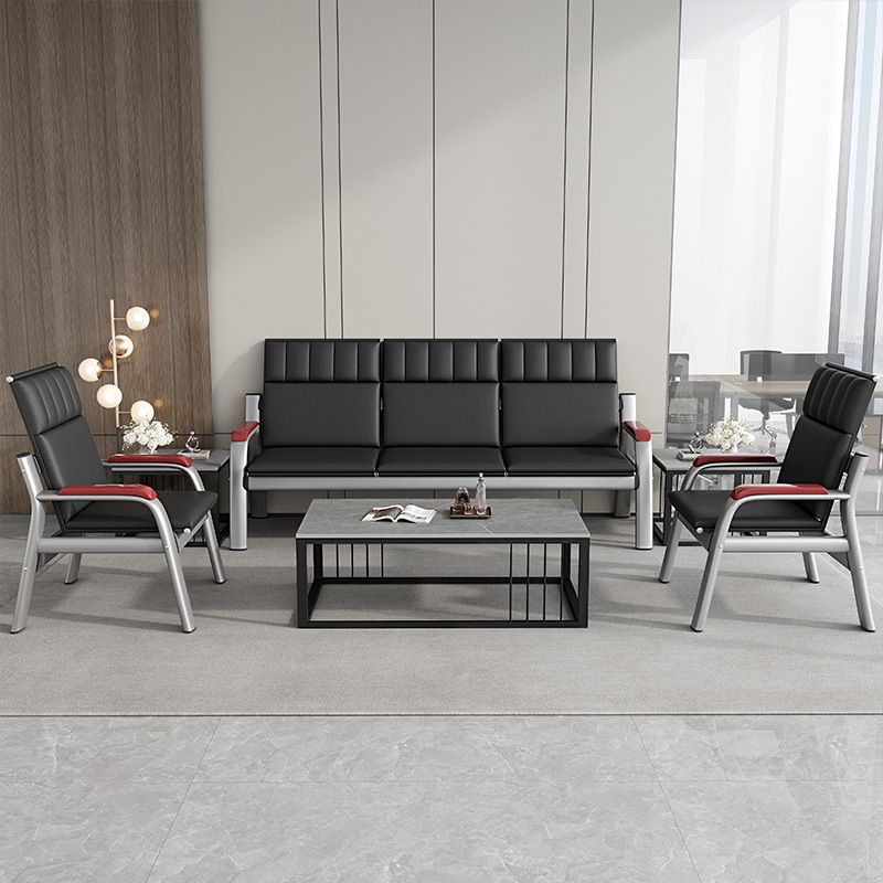 Simplistic Beam Seating with Armrest, Metallic Frame, Metal Legs, and ...