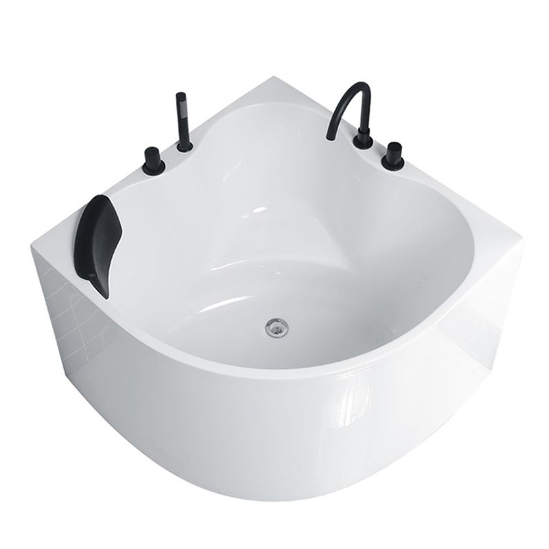 White Nook Corner Bathtub with 2 Handles Back to Wall & Valve Soaking ...
