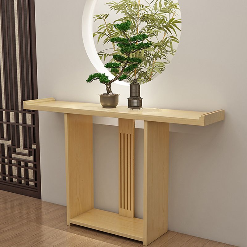 Floor Shelf Natural Wood Foyer Table with 1 Shelf, Espresso, Trendy ...