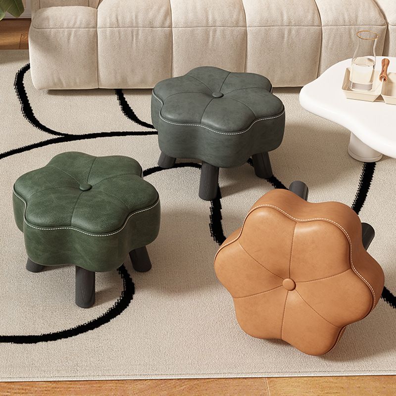 Trendy Unique Solid Color Standard Ottoman in Leatherette with Dove ...