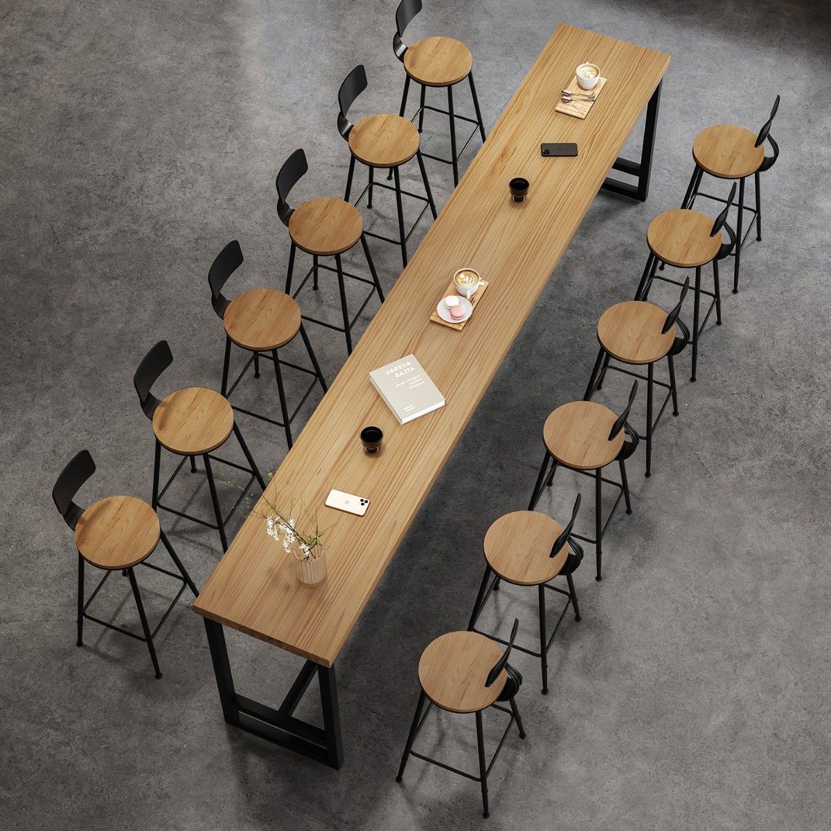 Simplistic Pub Table with Natural Wood Top and Trestle Base in Auburn ...