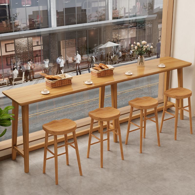 Simplistic Pub Table with Pine Wood Top and Trestle Base in Natural ...