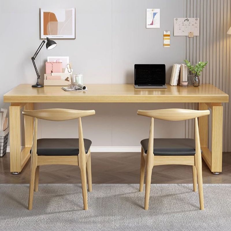 Contemporary Rectangular Natural Wood Office Desk in Light Brown/Wood ...