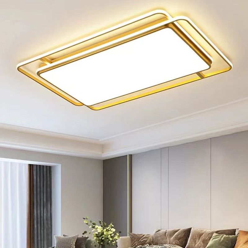 3 Lights Ceiling Lamp in Aurous, PMMA Shade, Metal for Bedroom, LED ...