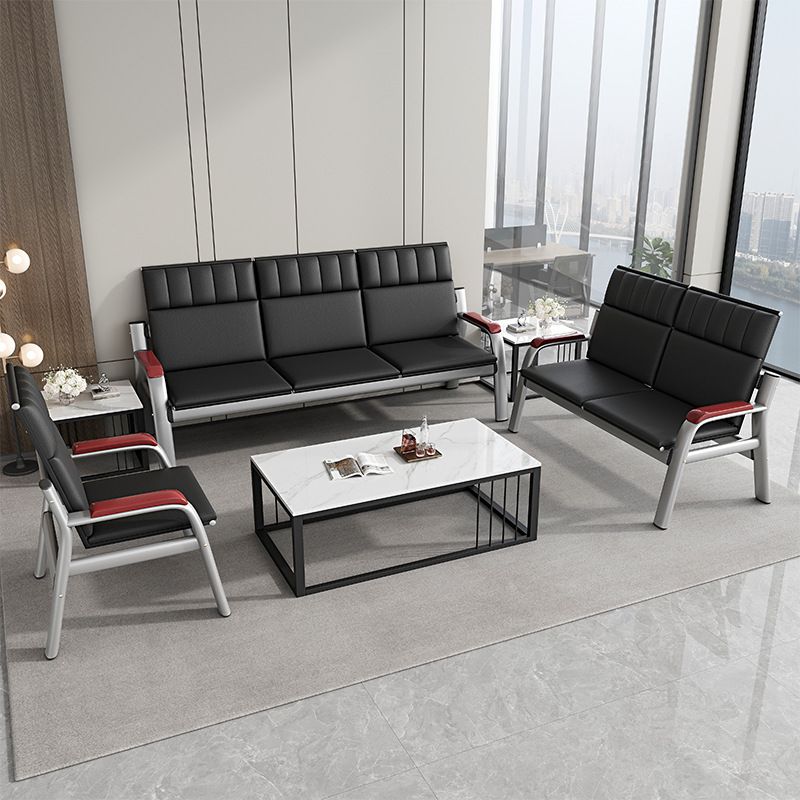 Simplistic Beam Seating with Armrest, Metallic Frame, Metal Legs, and ...