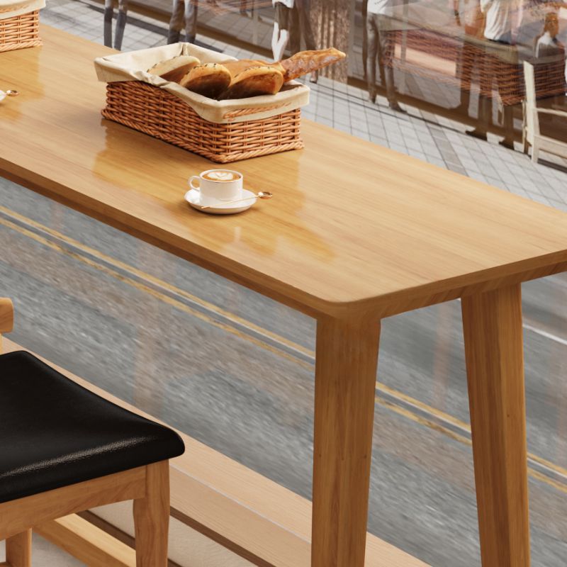 Simplistic Pub Table with Pine Wood Top and Trestle Base in Natural ...