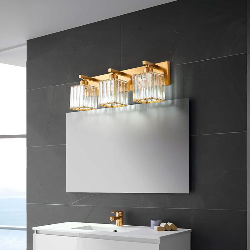 Minimalist Bathroom Vanity Light with Clear Crystal Shade in ...